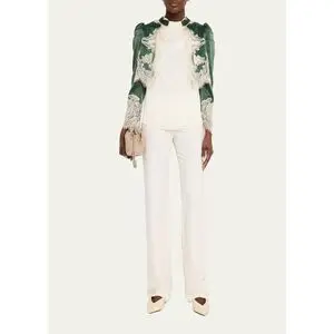 Alice + Olivia Thomasina Lace-trimmed Crop Jacket
