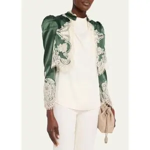 Alice + Olivia Thomasina Lace-trimmed Crop Jacket