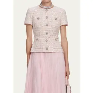 SELF-PORTRAIT Sequined Bouclé Midi Dress