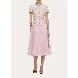 SELF-PORTRAIT Sequined Bouclé Midi Dress