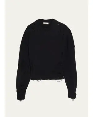 HAIKURE Marcy Distressed Wool Crewneck Sweater