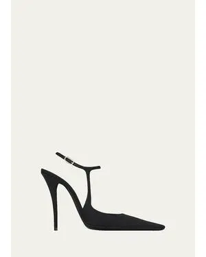 Saint Laurent 110mm Manon Silk Ankle-strap Pumps