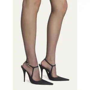 Saint Laurent 110mm Manon Silk Ankle-strap Pumps