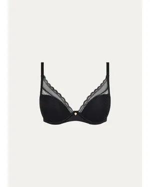 Chantelle Magique Minimize Lace-trim Satin Bra - Black