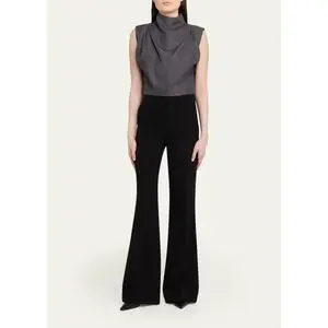 AEXAE Pleated Twill Crop Top