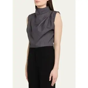 AEXAE Pleated Twill Crop Top