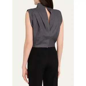 AEXAE Pleated Twill Crop Top