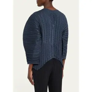 Issey Miyake Unfurling Pleats Sculptural V-neck Cardigan