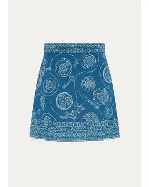 ALEMAIS Lucky Printed Linen Mini Skirt