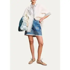 ALEMAIS Lucky Printed Linen Mini Skirt