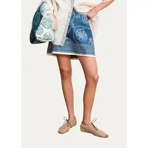 ALEMAIS Lucky Printed Linen Mini Skirt
