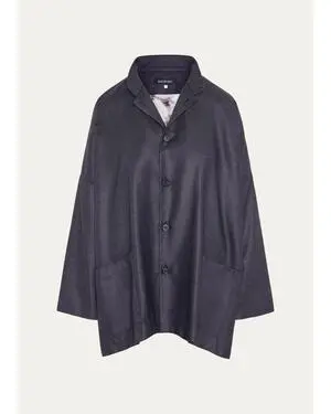Eskandar Silk Cashmere Mandarin Jacket Long