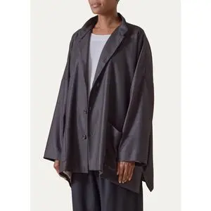 Eskandar Silk Cashmere Mandarin Jacket Long