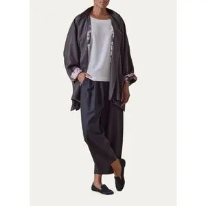 Eskandar Silk Cashmere Mandarin Jacket Long