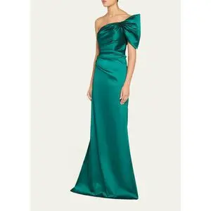 Rickie Freeman For Teri Jon One Shoulder Ruched Taffeta Gown