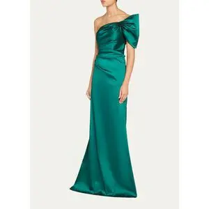 Rickie Freeman For Teri Jon One Shoulder Ruched Taffeta Gown