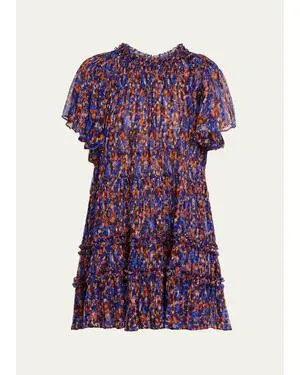 Ulla Johnson Ryla Floral Silk Chiffon Mini Dress