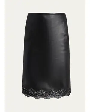 TOM FORD Lace Laser-cut Leather Skirt - Black