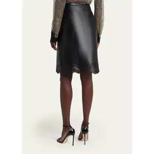 TOM FORD Lace Laser-cut Leather Skirt