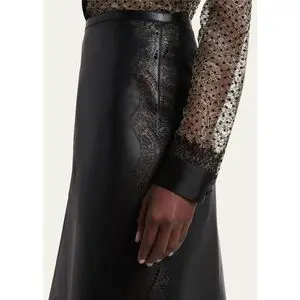 TOM FORD Lace Laser-cut Leather Skirt
