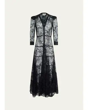 L'Agence Seraphina Lace Tiered Maxi Dress
