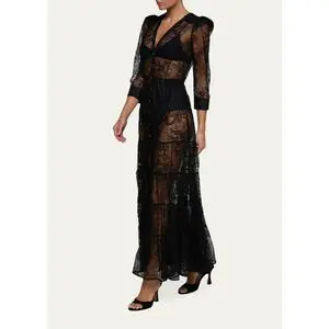 L'Agence Seraphina Lace Tiered Maxi Dress