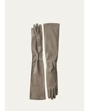 Prada Long Nappa Leather Gloves - Grigio