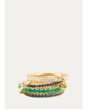 SPINELLI KILCOLLIN 18k Custom 4-band Ring With Diamonds, Emeralds, And Sapphires - Blue