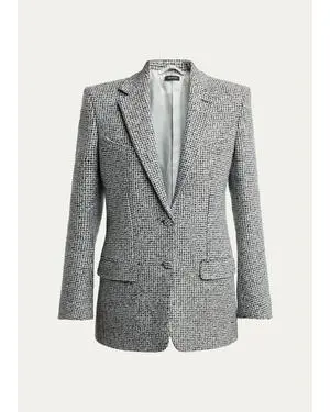 TOM FORD Sequined Broken Chevron Tweed Single-breasted Western Jacket