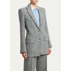 TOM FORD Sequined Broken Chevron Tweed Single-breasted Western Jacket
