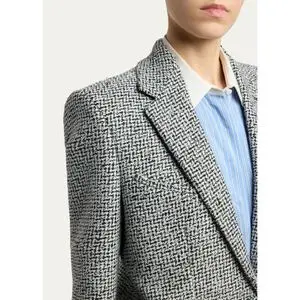 TOM FORD Sequined Broken Chevron Tweed Single-breasted Western Jacket