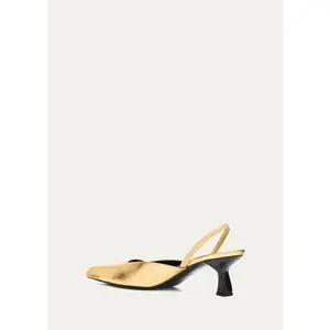 NODALETO 55mm Metallic Leather Slingback Pumps