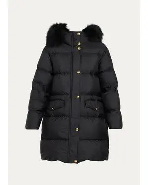 Moncler Aphroties Shearling Trimmed Hooded Long Down Parka - Black
