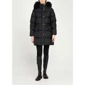 Moncler Aphroties Shearling Trimmed Hooded Long Down Parka
