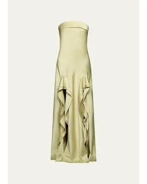 ET OCHS Vernon Strapless Draped Side-slit Gown - Tea