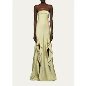 ET OCHS Vernon Strapless Draped Side-slit Gown