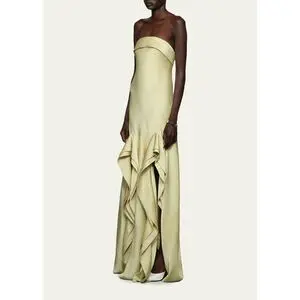 ET OCHS Vernon Strapless Draped Side-slit Gown