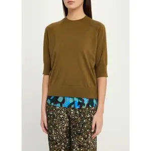 Dries Van Noten Tuan Merino Wool Short-sleeve Crewneck Sweater