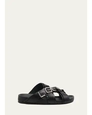 Loewe Type Fussbett Leather Slide Sandals