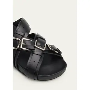 Loewe Type Fussbett Leather Slide Sandals