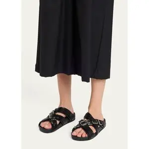 Loewe Type Fussbett Leather Slide Sandals