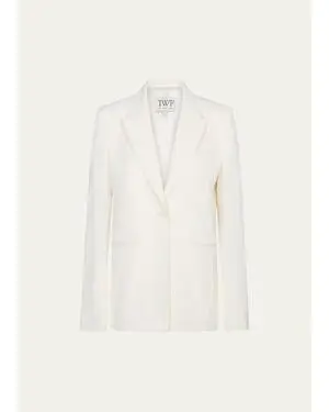 TWP Her Fit Blazer In Coated Viscose Linen - Bone