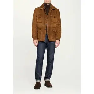 Cesare Attolini Faux-fur Collar Suede Jacket