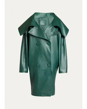 Balenciaga Oversized High-collar Leather Jacket