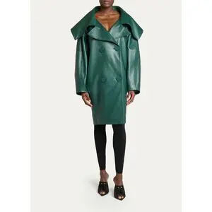 Balenciaga Oversized High-collar Leather Jacket