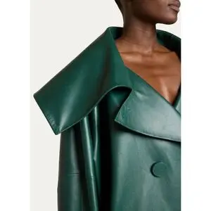 Balenciaga Oversized High-collar Leather Jacket