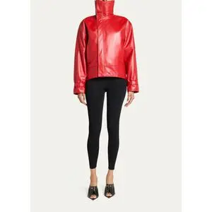 Balenciaga High Collar Leather Jacket
