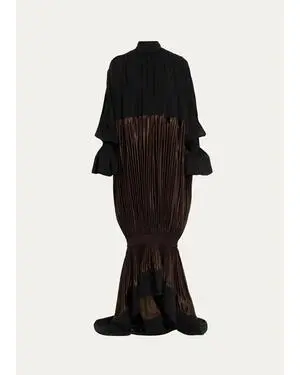 FERRAGAMO Plunging Fluid Lamé Balloon Mermaid Gown - Expressoo
