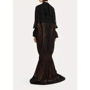 FERRAGAMO Plunging Fluid Lamé Balloon Mermaid Gown