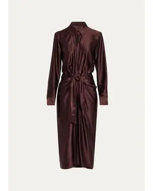 A.L.C. Mila Stretch Silk Midi Shirtdress